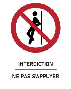 Pictogramme Ne pas s’appuyer - Interdiction protection sécurité ...