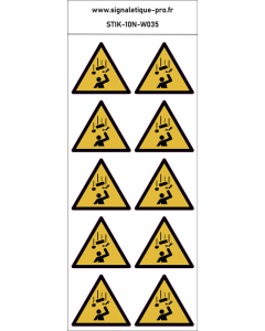 Pictogramme danger chute d'objets - Danger au travail - Pictogramme ...