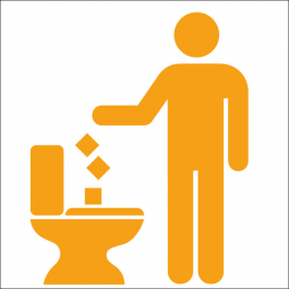 Pictogramme ne rien jeter au toilette orange