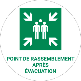 Panneau pictogramme Point de rassemblement après évacuation