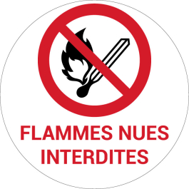 Panneau pictogramme Flammes nues interdites