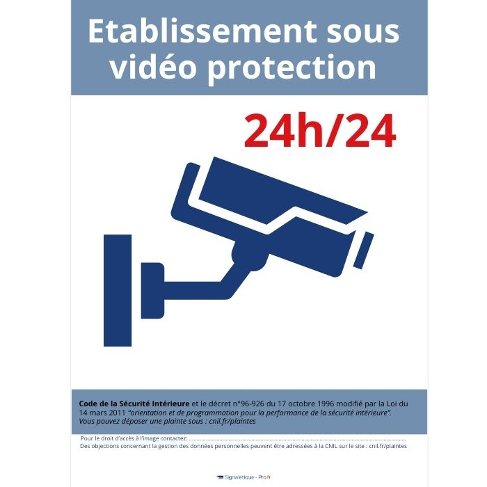 "Sécurisé: Établissement sous Vidéo Surveillance 24/7"