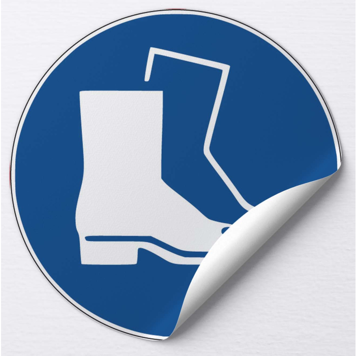 Autocollant rond protection obligatoire des pieds (chaussure de sécurité)
