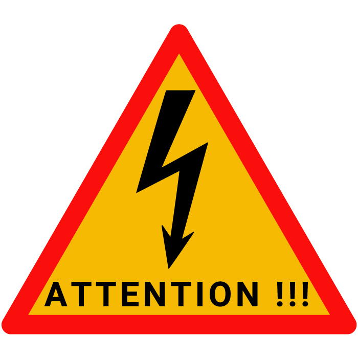 Pictogramme attention danger électrique - Triangle jaune avec éclair ...