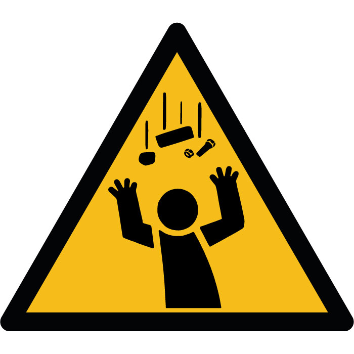 pictogramme chute d’objets dans la zone spécifiée