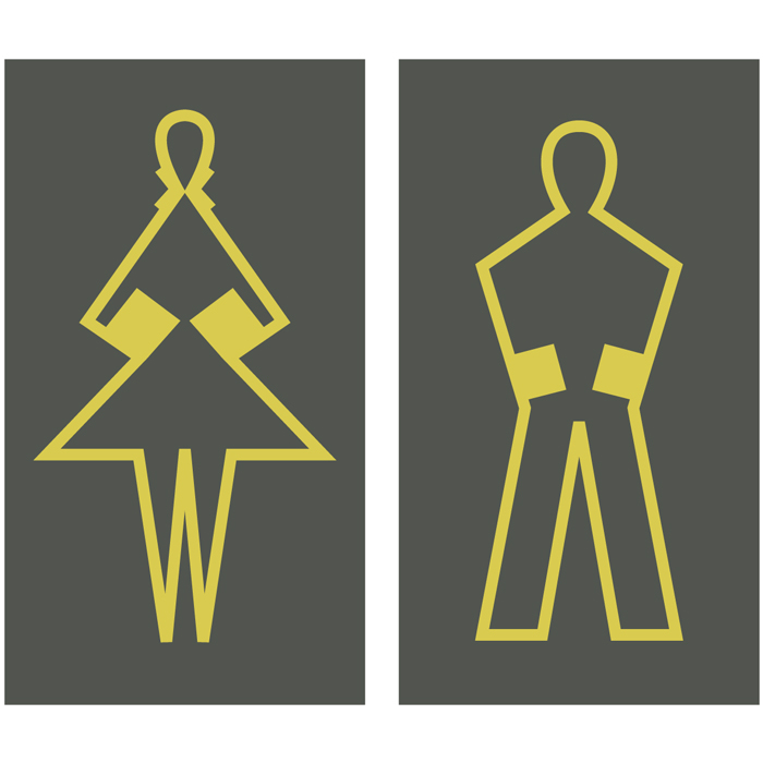 Panneau toilette mixte style vintage