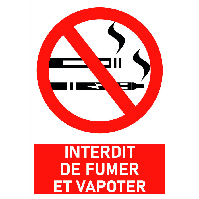 Plaque Interdit de fumer et vapoter
