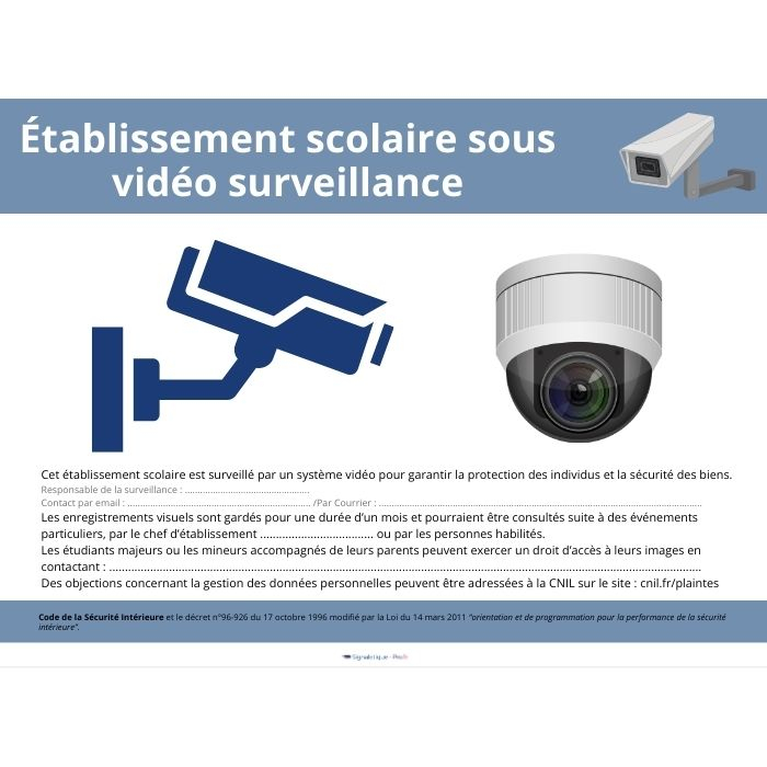 "Établissement Protégé - Panneau Sous Vidéo Surveillance"