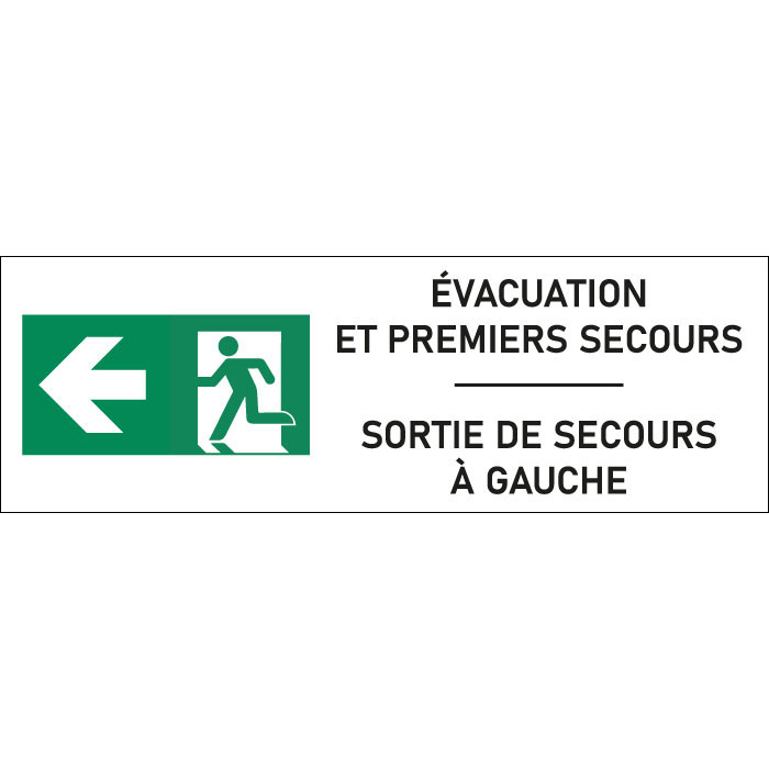 panneau Sortie de secours à gauche- format rectangle