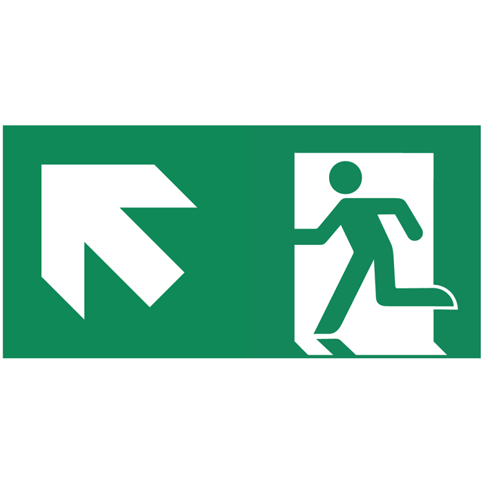 panneau de signalisation Sortie de secours en haut à gauche