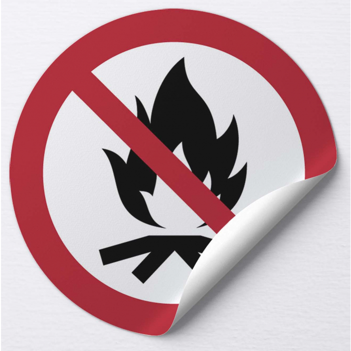 Autocollant rond Feux de camp interdits