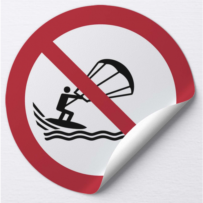 Autocollant rond Pratique du kitesurf interdite