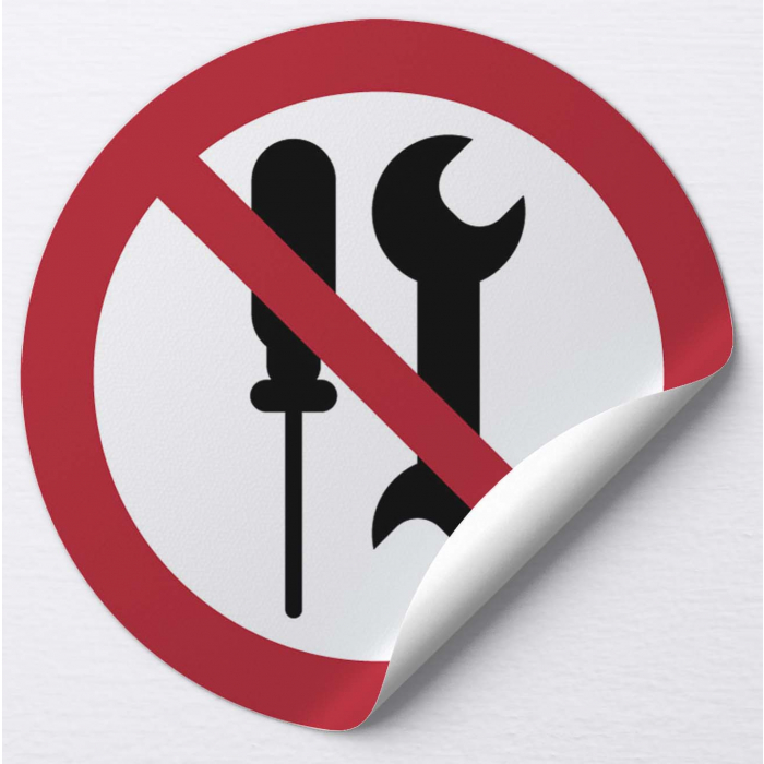 Autocollant rond Maintenance par l’utilisateur interdite