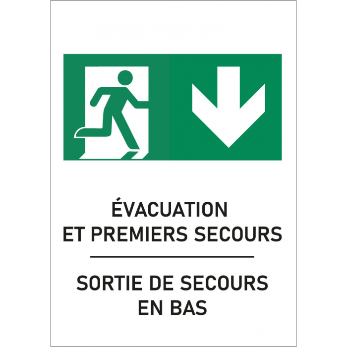 Panneau Sortie de secours vers le bas