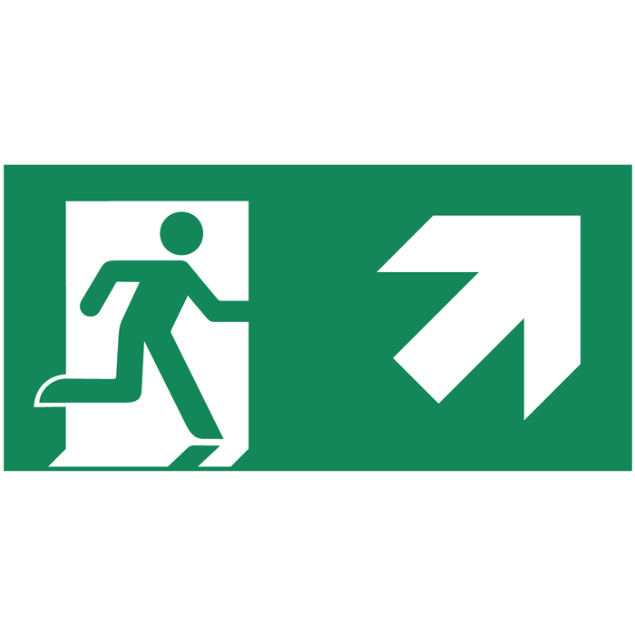 Pictogramme Sortie de secours en haut à droite