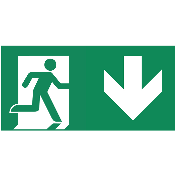 Panneau de signalisation Sortie de secours vers le bas