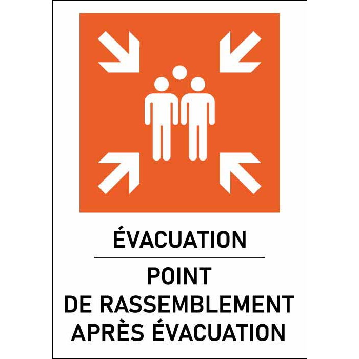 Panneau Point de rassemblement après évacuation orange