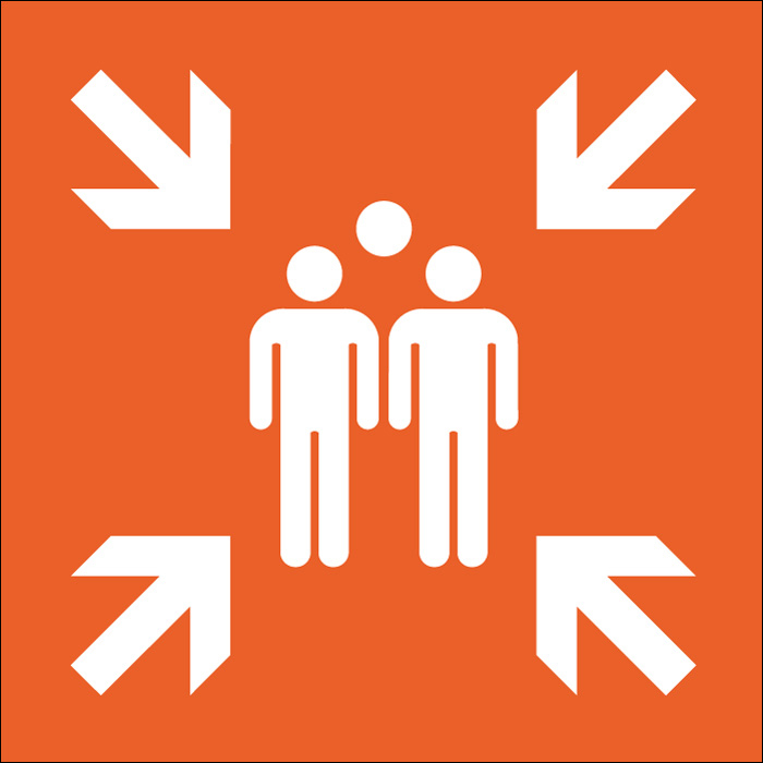 Pictogramme Point de rassemblement après évacuation - orange