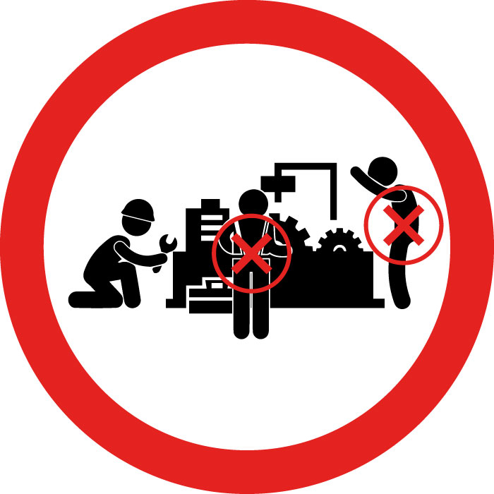 Pictogramme Ne pas travailler à plusieurs sur la machine