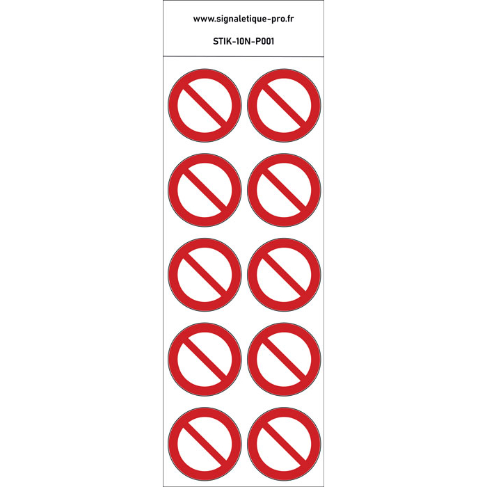 autocollant Interdiction générale Lot de 10