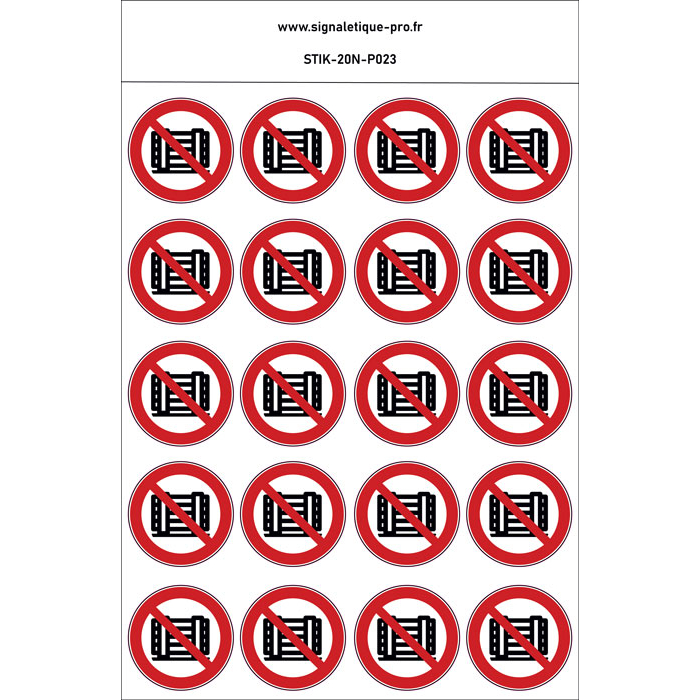Autocollants Ne pas obstruer Lot de 20