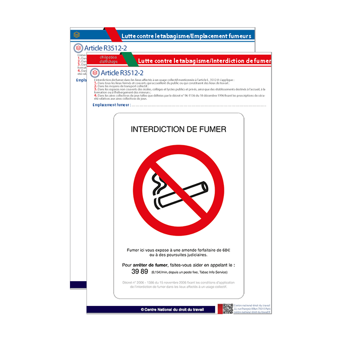 Pack interdiction de fumer et zone fumeurs