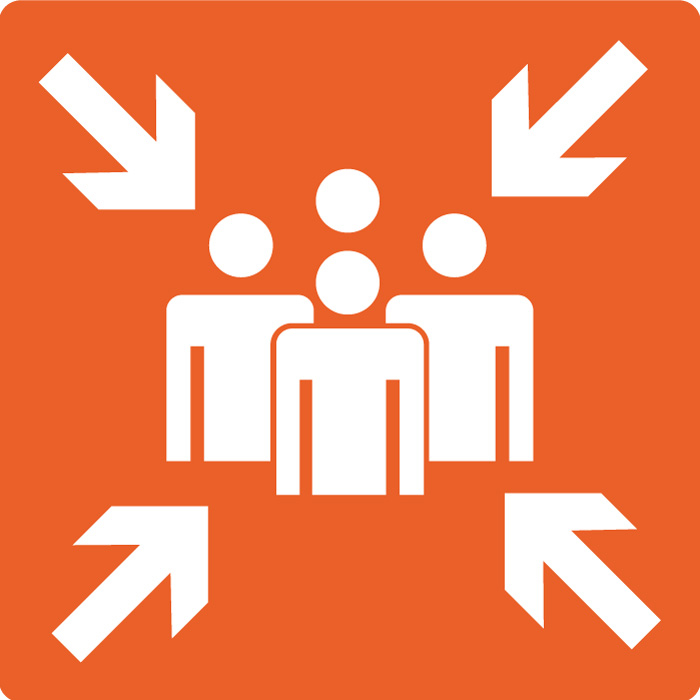 Pictogramme Point de rassemblement orange