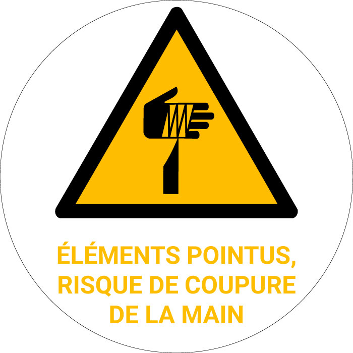 Panneau pictogramme Éléments pointus, risque de coupure de la main