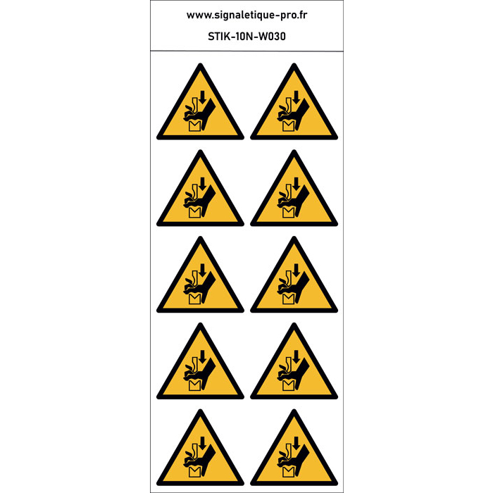 Autocollants Écrasement de la main dans l'outil d'une presse plieuse ...