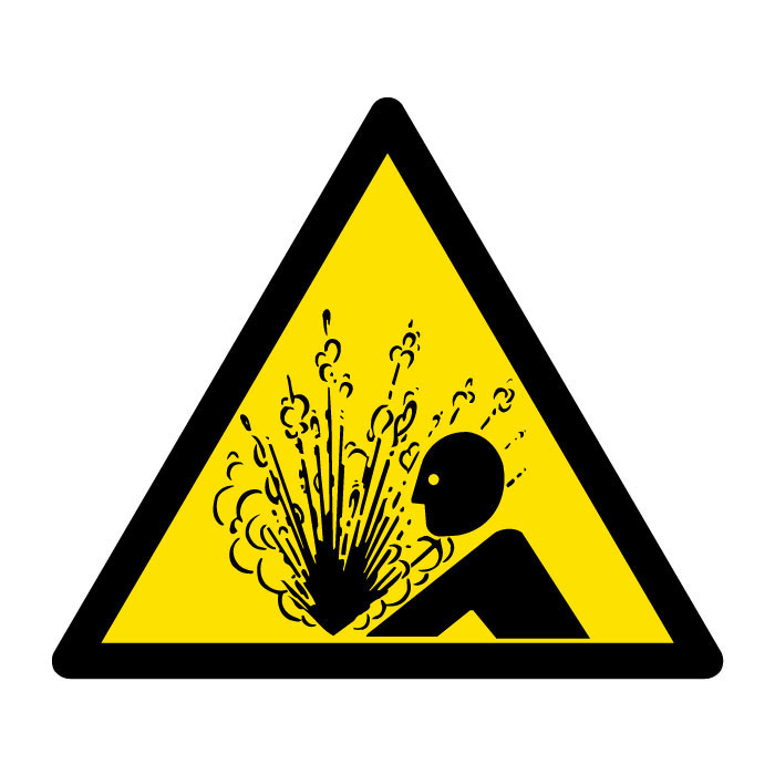 Pictogramme Attention projection brûlante sur le visage