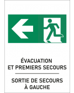 panneau de signalisation Sortie de secours à gauche
